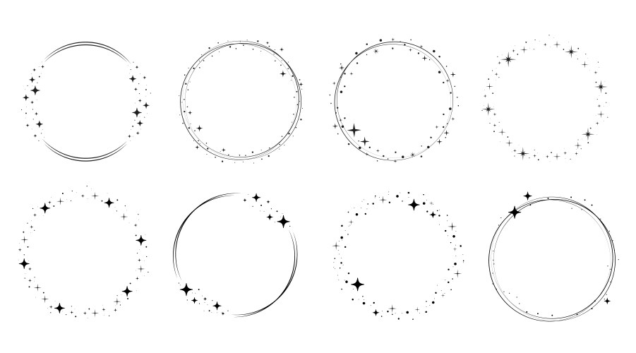 Stardust circle frame set Royalty Free Vector Image