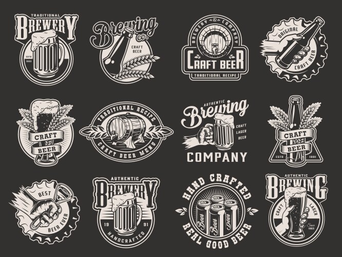 Vintage monochrome lager beer label Royalty Free Vector