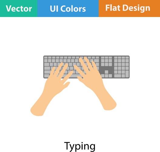 Flat Hands Typing White Keyboard Vector Images (over 1,200)