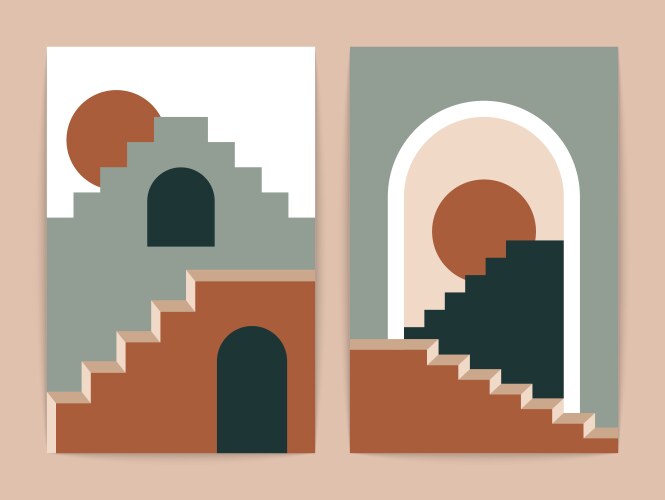 Abstract stair posters minimal architectural Vector Image