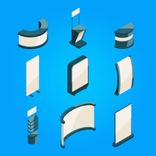 Isometric exhibition flowchart composition Vector Image