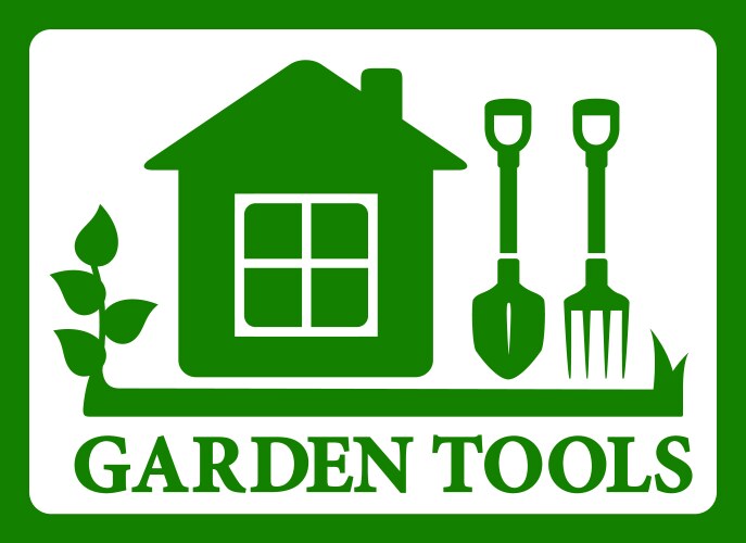 Landscaping icon with sprout and gardening tools Vector Image