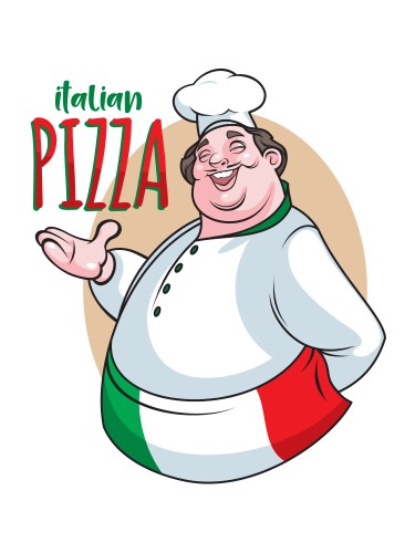 Cartoon funny italian chef holding platter Vector Image