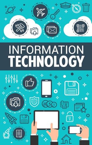 Technologies data streams digital poster Vector Image