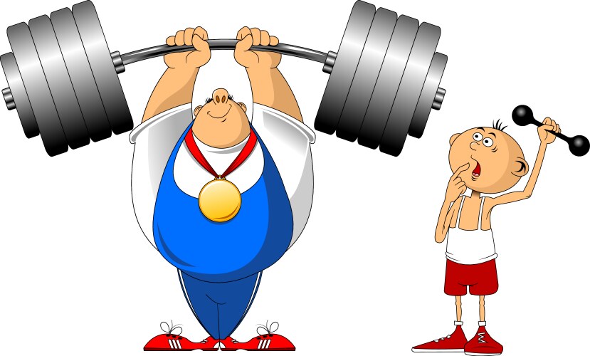 Strong and weak men - cartoon people character Vector Image
