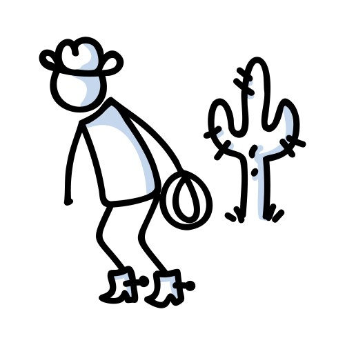 Black and white drawing of a sad cowboy Royalty Free Vector