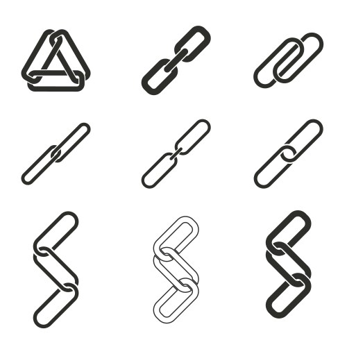 Links icon set Royalty Free Vector Image - VectorStock