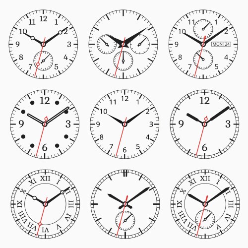 Wall clock template Royalty Free Vector Image - VectorStock