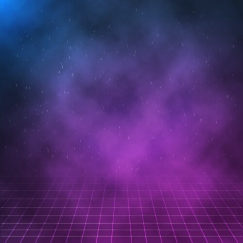 Clouds on night background 1980s retro neon poster