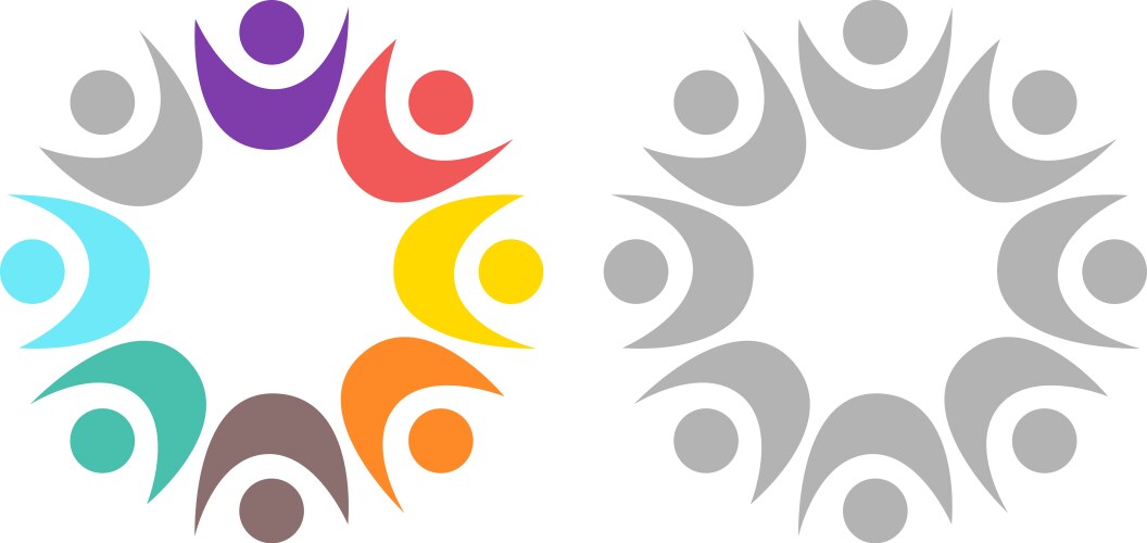 Colorful people team teamwork union logo Vector Image