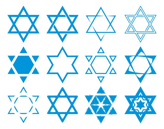 Blue star of david symbols collection Royalty Free Vector
