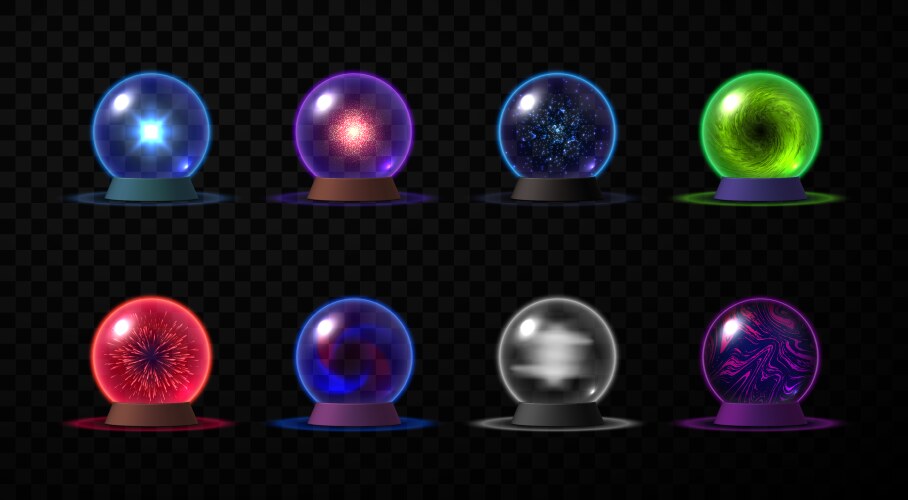 Magical crystal orbs glowing magic balls Vector Image