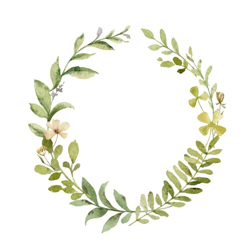 Watercolor frame with green forest foliage Vector Image