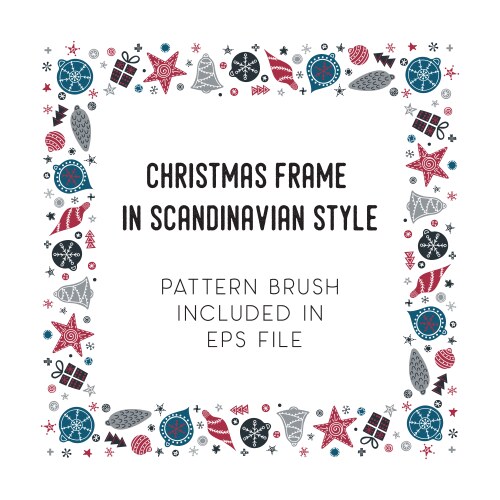 Scandinavian folk art frame border retro Vector Image