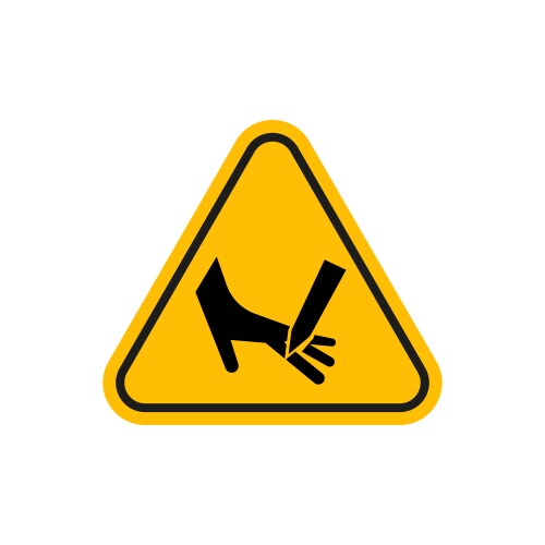 Cutting hand straight blade sign icon set warning Vector Image