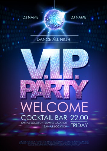 Dance party poster background template with glow Vector Image