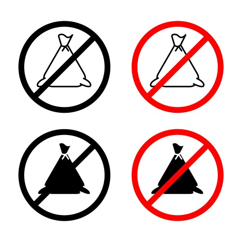 No garbage sign icon set trash litter forbidden Vector Image