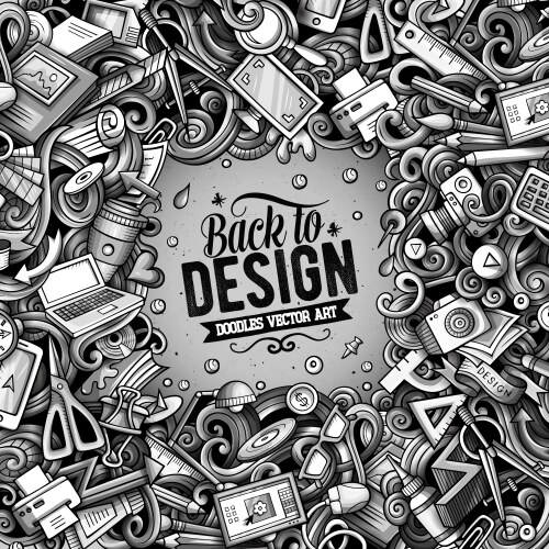 Cartoon cute doodles design frame Royalty Free Vector Image