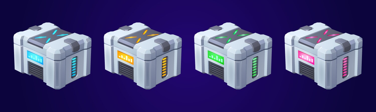 Game futuristic boxes future technology chests Vector Image