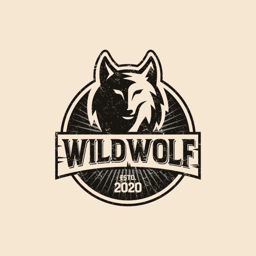 Vintage wild wolf logo Royalty Free Vector Image