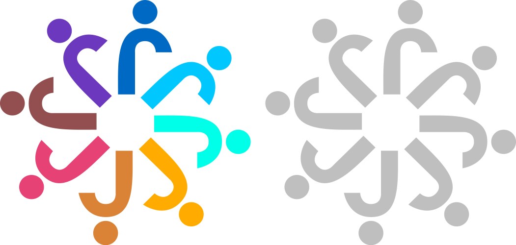 Colorful people team teamwork union logo Vector Image