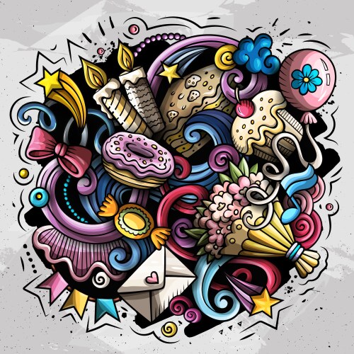 Happy birthday doodles Royalty Free Vector Image