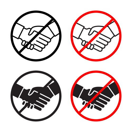 No handshake sign icon set forbidden shake hand Vector Image