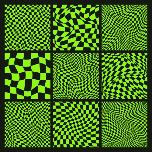 Trendy checkered pattern black and green tiled Vector Image