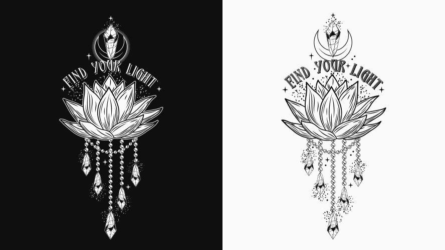 Vertical composition with lotus magic crystal Vector Image