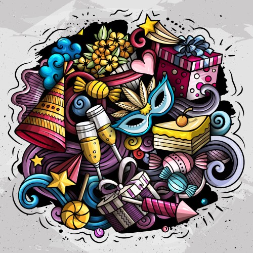 Happy birthday doodles Royalty Free Vector Image