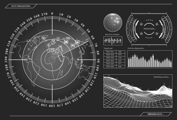 Hud sci-fi interface screen view white circular Vector Image