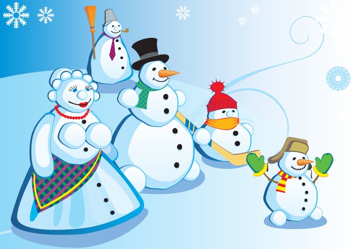 Snowman family Royalty Free Vector Image - VectorStock