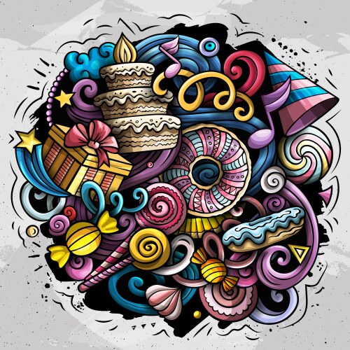 Happy birthday doodles Royalty Free Vector Image