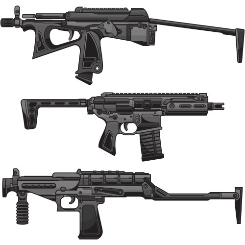 Set machine gun Royalty Free Vector Image - VectorStock