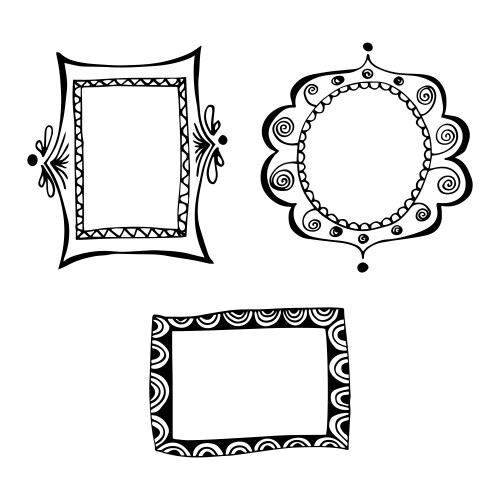 Black hand drawn doodle borders and frames Vector Image