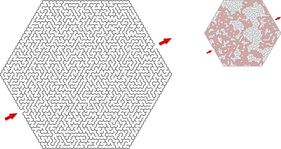 Huge square labyrinth with triangular cell maze Vector Image