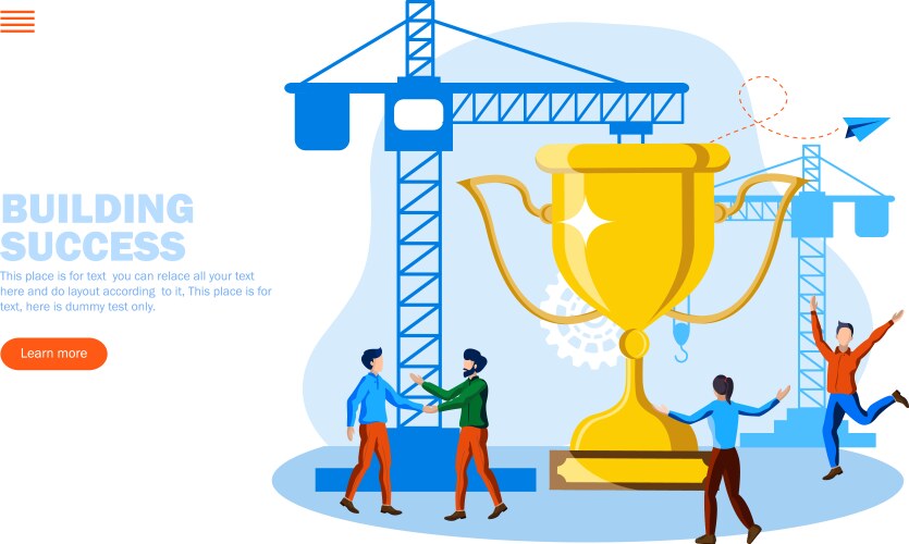 Team building success with trophy Royalty Free Vector Image