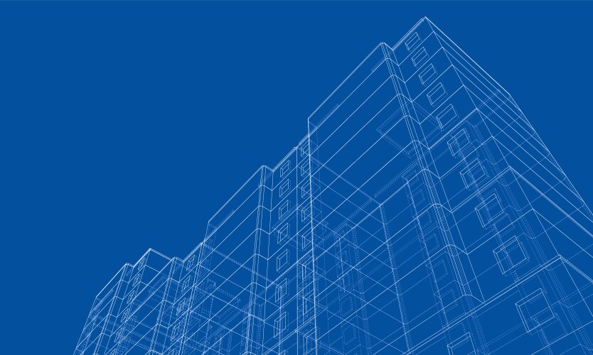 Wire-frame model a multi-storey building Vector Image