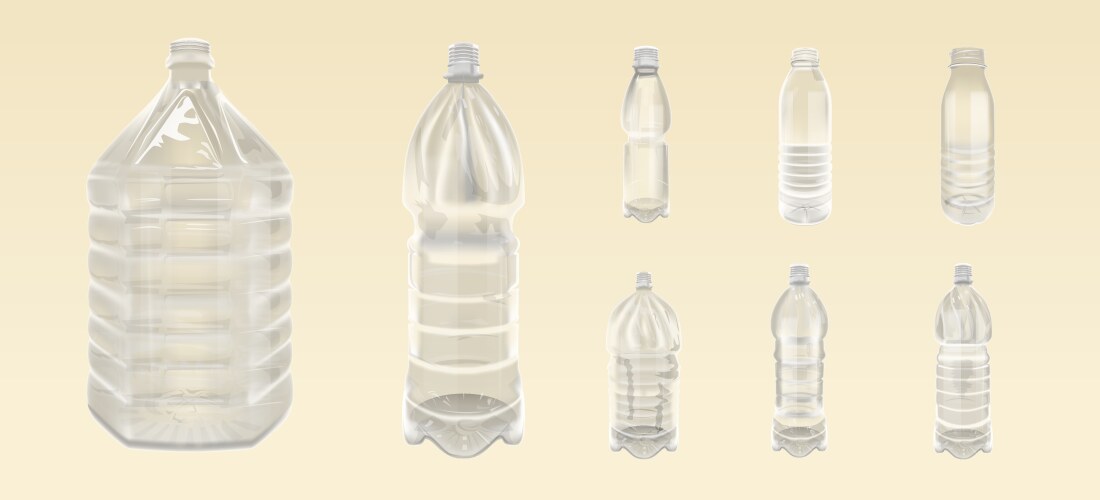 Empty plastic bottles realistic transparent Vector Image
