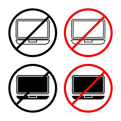 No laptop sign forbidden pc symbol Royalty Free Vector Image