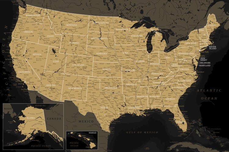 United states - highly detailed map Royalty Free Vector