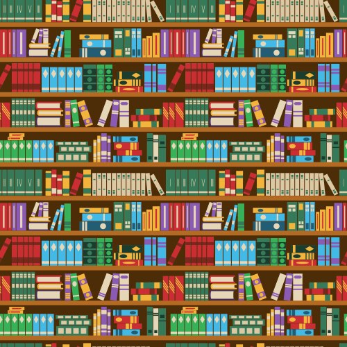 Bookshelf background bookcase with books Vector Image