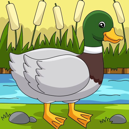 Spring mother duck cartoon colored clipart Vector Image