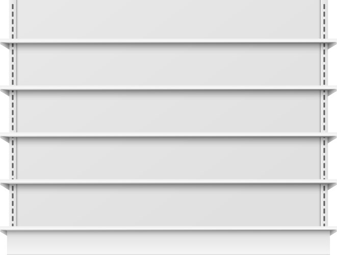 Supermarket shelves empty with three levels Vector Image