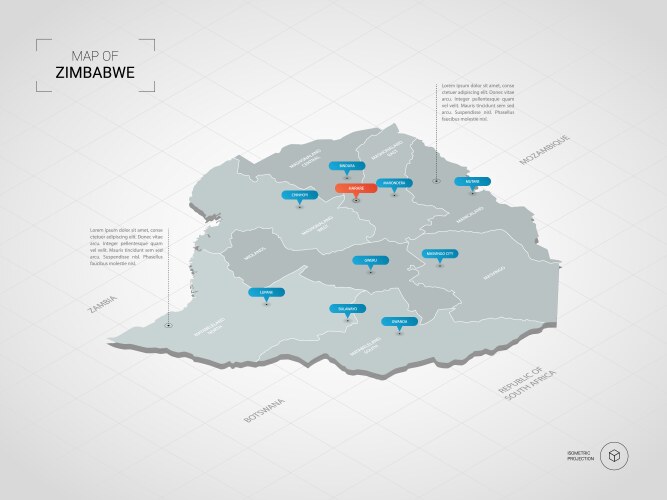 Abstract color map of zimbabwe Royalty Free Vector Image