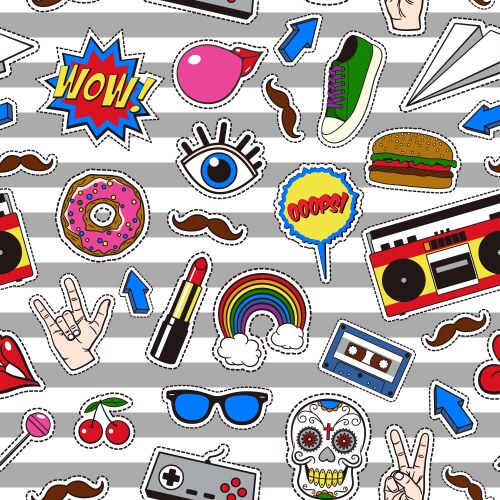 Seamless pattern with cartoon decorative elements Vector Image