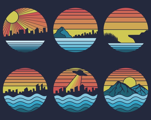 Retro Sunset Vector Images (over 36,000)