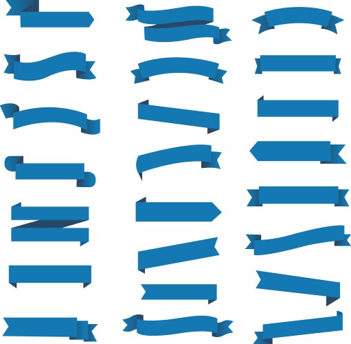 Set blue ribbons isolated on white background Vector Image