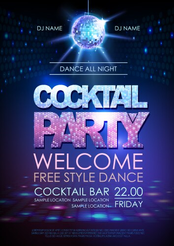 Dance club night summer party poster flyer Vector Image