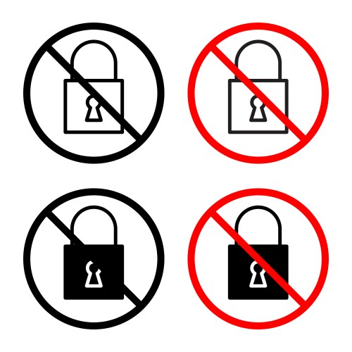 No lock sign computer security password symbol Vector Image